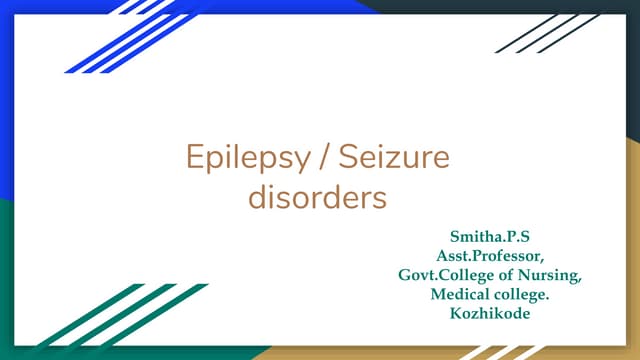 Seizure and epilepsy | PPTX