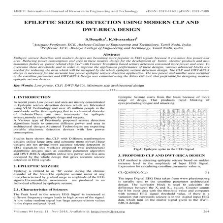 Epileptic Seizure Detection Using Modern Clp And Dwt Rrca Design Pdf