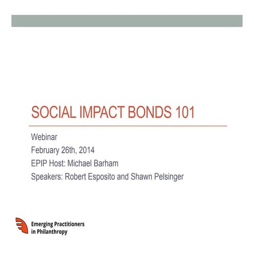 EPIP - Social Impact Bonds 101 | PDF