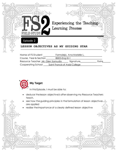 Field Study 2 (FS 2) - Episode 2 [2018] | PDF