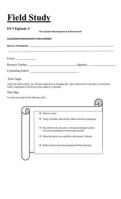 Field study 1 episode 3 | DOC | Education industry | Industries