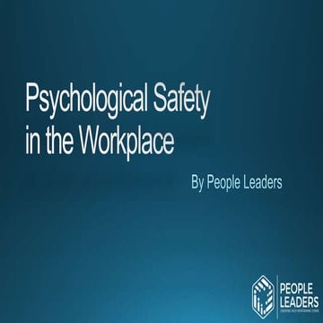 Psychological Safety in the Workplace | PPTX