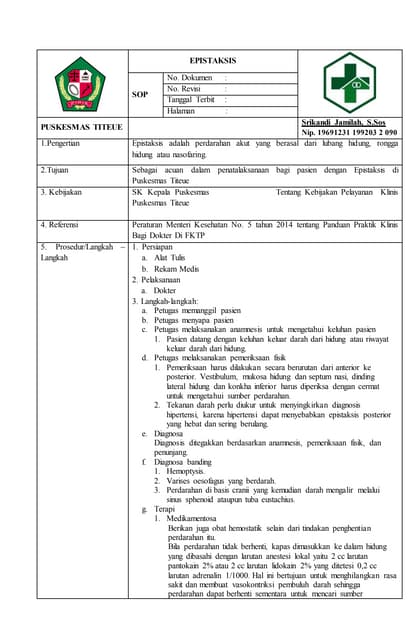 epistaksis mimisan untuk bahan penyuluhan | PPT