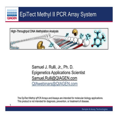 Epi tect methylation qpcr arrays 2013 | PPT