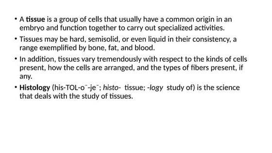 Tissue its types, structure and function | PPTX
