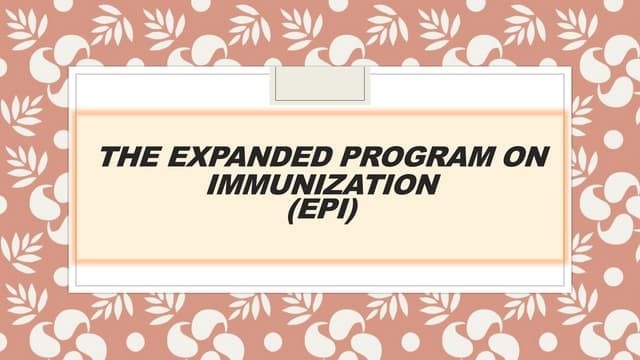 Expanded Program On Immunization Pptx