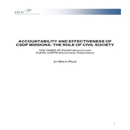 ACCOUNTABILITY AND EFFECTIVENESS OF CSDP MISSIONS | PDF