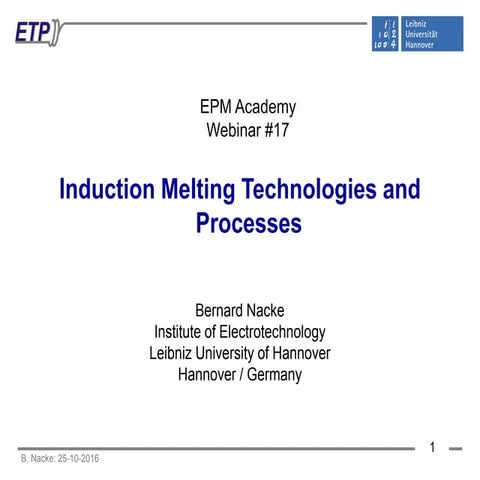Induction melting technologies and processes | PDF