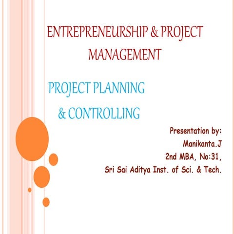 ENTREPRENEURSHIP AND PROJECT MANAGEMENT @ | PPTX