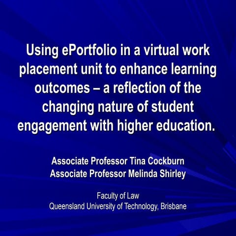 Using ePortfolio in a virtual work placement unit to enhance learning ...