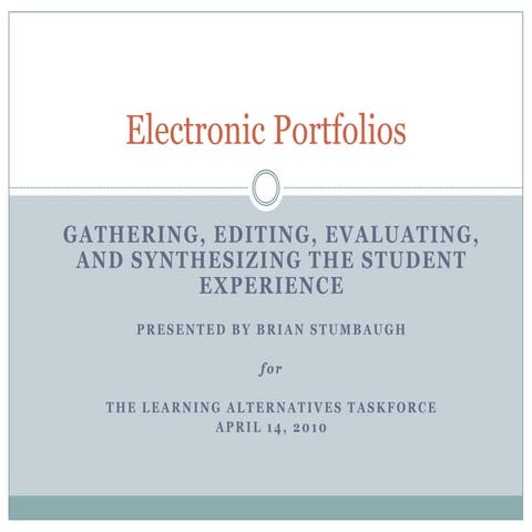 E portfolios: An Introduction | PPT