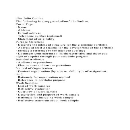 ePortfolio OutlineThe following is a suggested ePortfolio Outlin.docx