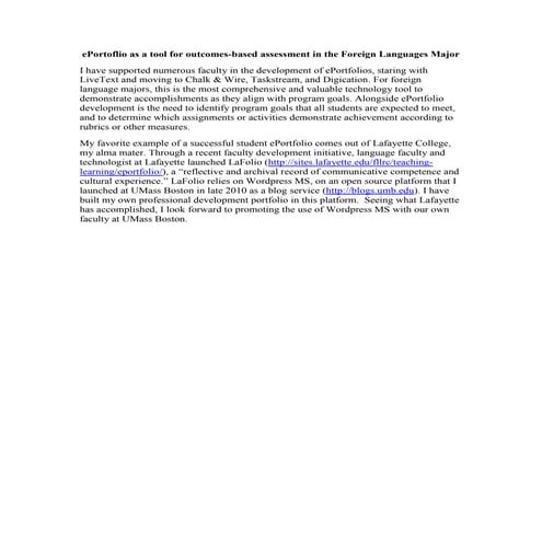 E portoflio as a tool for outcomes based assessment in foreign ...