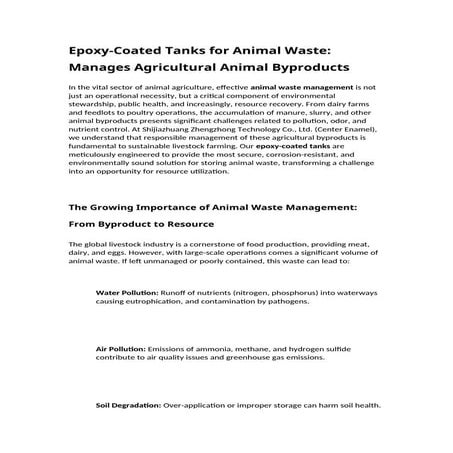 Epoxy-Coated Tanks for Animal Waste Manages Agricultural Animal ...