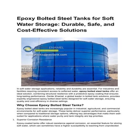 Epoxy Bolted Steel Tanks for Soft Water Storage_ Durable, Safe, and ...