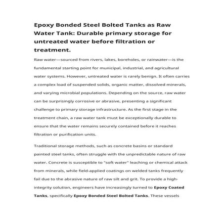 Epoxy Bonded Steel Bolted Tanks as Raw Water Tank Durable primary ...
