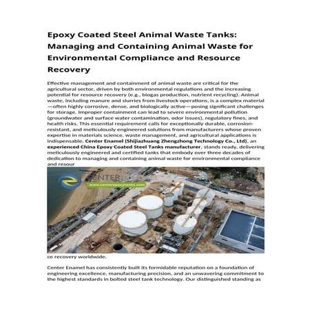 Epoxy Coated Steel Animal Waste Tanks Managing and Containing Animal ...