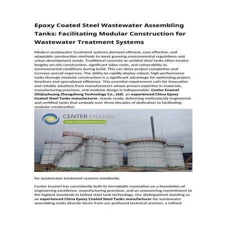 Epoxy Coated Steel Wastewater Assembling Tanks Facilitating Modular ...