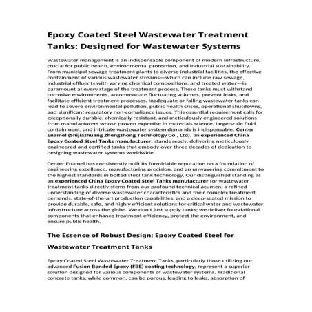 Epoxy Coated Steel Wastewater Treatment Tanks Designed for Wastewater ...