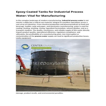 Epoxy Coated Tanks for Industrial Process Water Vital for Manufacturing ...
