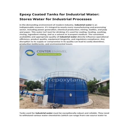 Epoxy Coated Tanks for Industrial Water Stores Water for Industrial ...