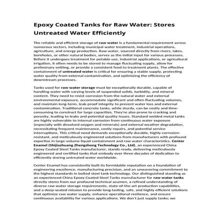 Epoxy Coated Tanks for Raw Water Stores Untreated Water Efficiently.docx