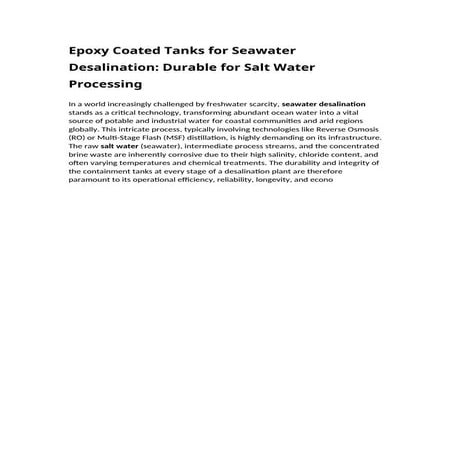 Epoxy Coated Tanks for Seawater Desalination Durable for Salt Water ...