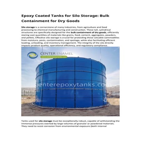 Epoxy Coated Tanks for Silo Storage Bulk Containment for Dry Goods.docx