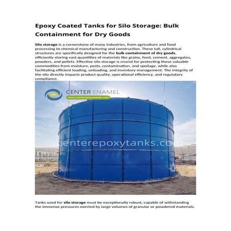 Epoxy Coated Tanks for Silo Storage Bulk Containment for Dry Goods.docx