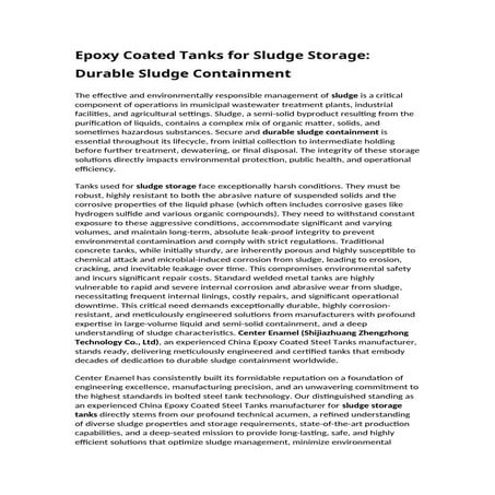 Epoxy Coated Tanks for Sludge Storage Durable Sludge Containment.docx