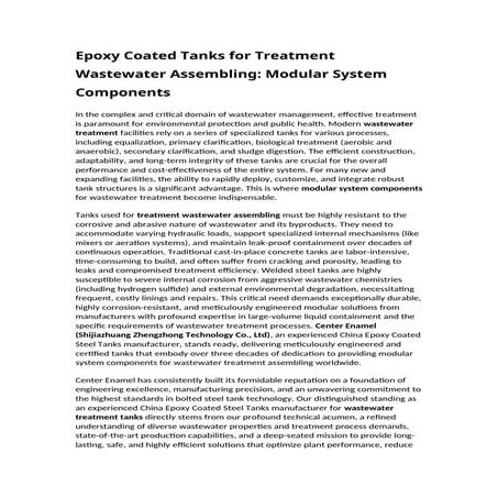 Epoxy Coated Tanks for Treatment Wastewater Assembling Modular System ...