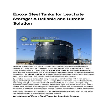 Epoxy Steel Tanks for Leachate Storage_ A Reliable and Durable Solution ...