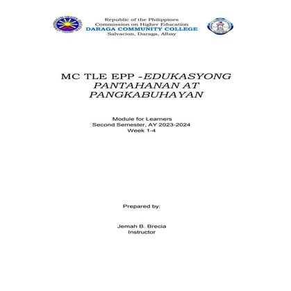 EPP,TLE Curriculum Guide.docx course guide for epp tle for school year 2024-2025 | DOCX