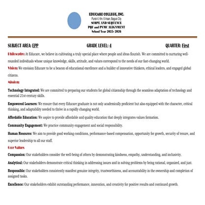 EPP 4_Scope and Sequence and Alignment .docx