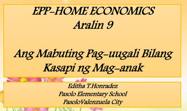 Epp he aralin 20 | PPTX