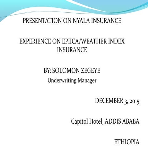 Implementing Index Insurance: Insurer's Perspective | PPT