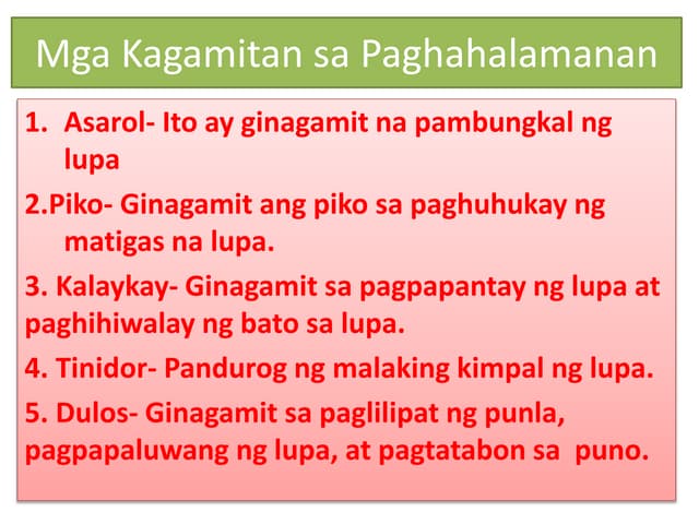 Mga kagamitan at kasanayan sa pagtatanim | DOCX