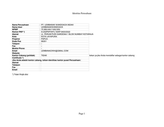 Formulir Registrasi NPWP | PDF