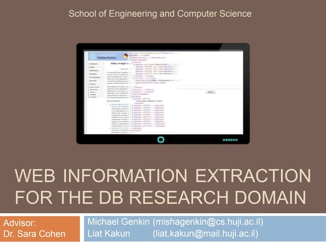 Web Information Extraction For The Database Research Domain Ppt