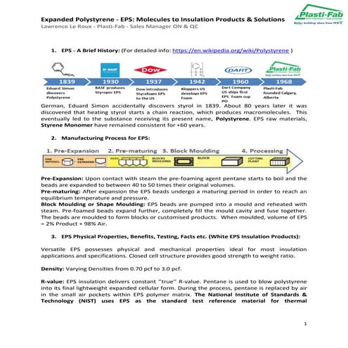 Expanded Polystyrene-EPS-Molecules to Insulation Products & Solutions | PDF