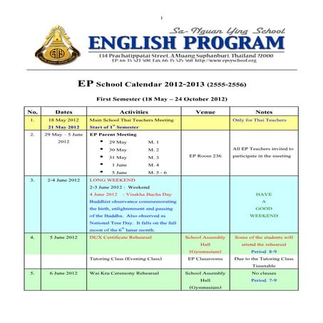 Ep school calendar 2012 (English) | PDF