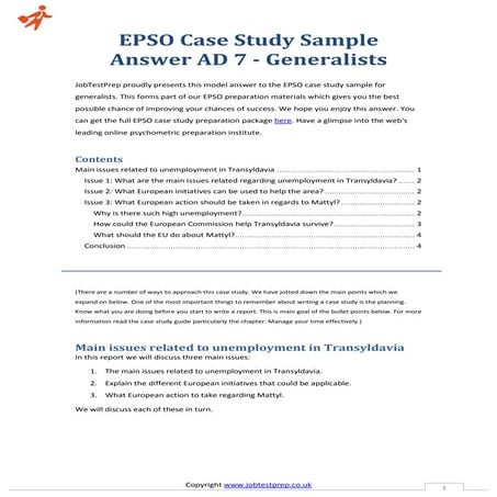 Epso case-study-sample-answer-generalists | PDF