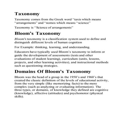 Educational psychology Taxonomy | DOCX