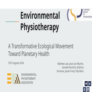 Environmental Physiotherapy: A Transformative Ecological Movement ...