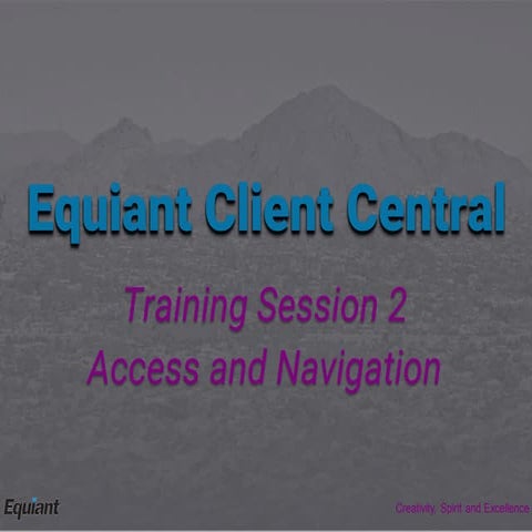 EQ Generic Training 2 Client Central Basics I | PPT