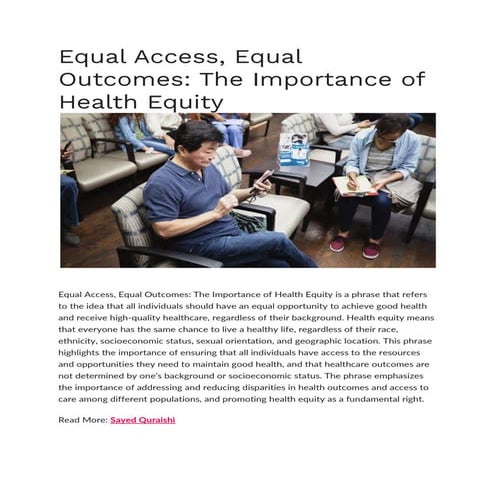 Equal Access Equal Outcomes The Importance of Health Equity.pdf ...