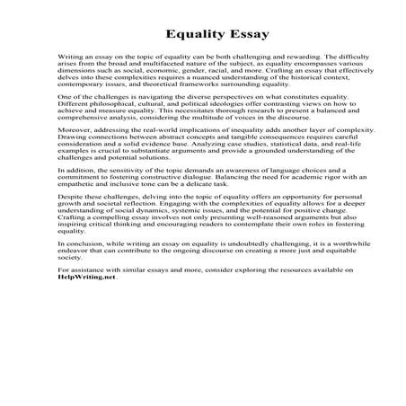 Equality Essay. Housatonic Community College | PDF