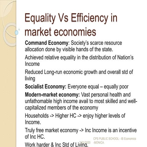 Equality vs efficiency in market economies - IB Economics | PPTX