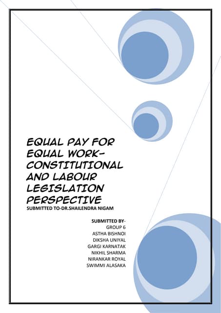 Equal Pay Act for Equal Work | PDF