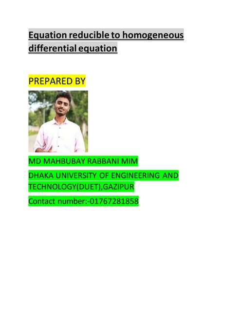 Homogeneous diferential equation | DOCX